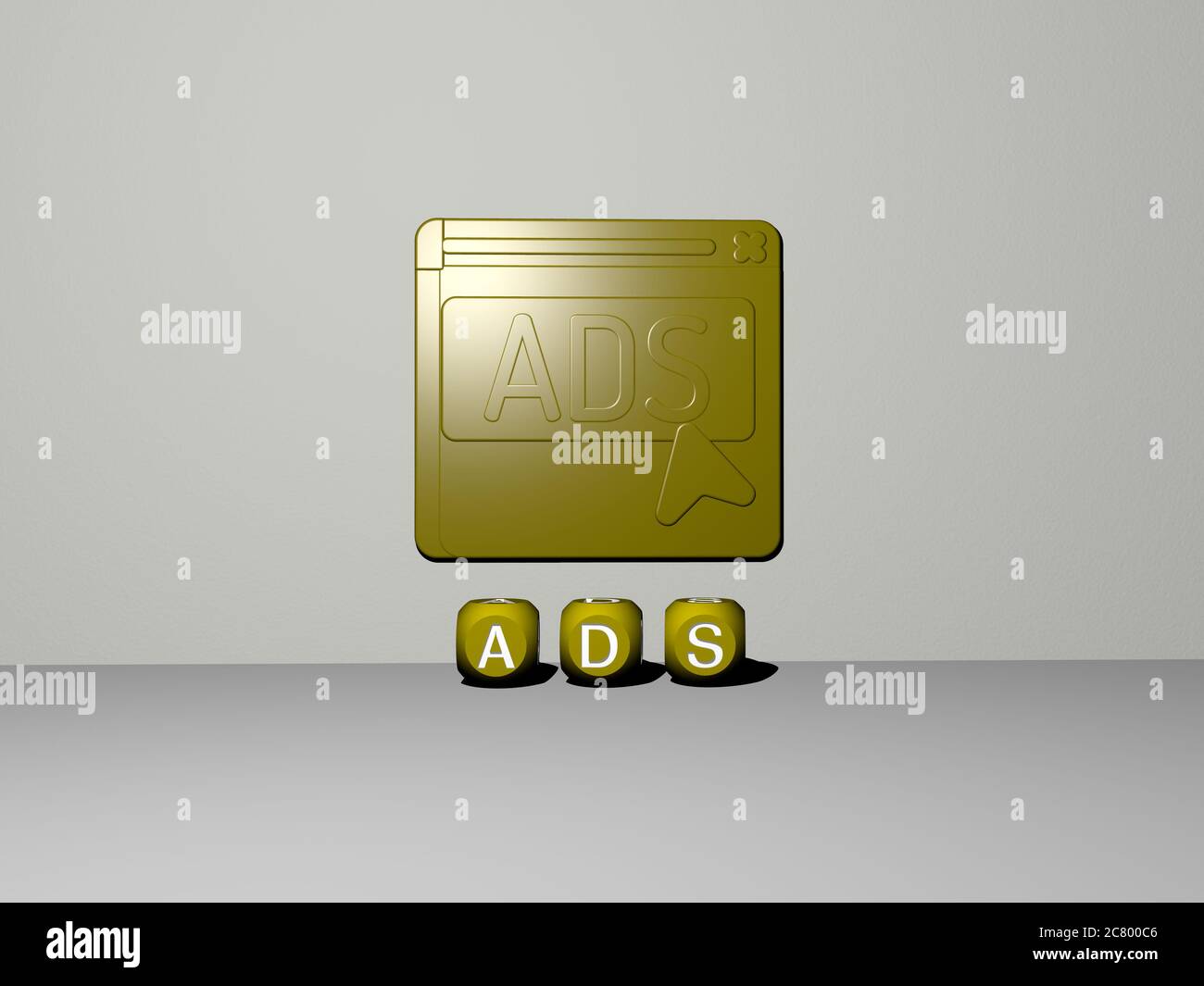 3D graphical image of ADS vertically along with text built by metallic ...
