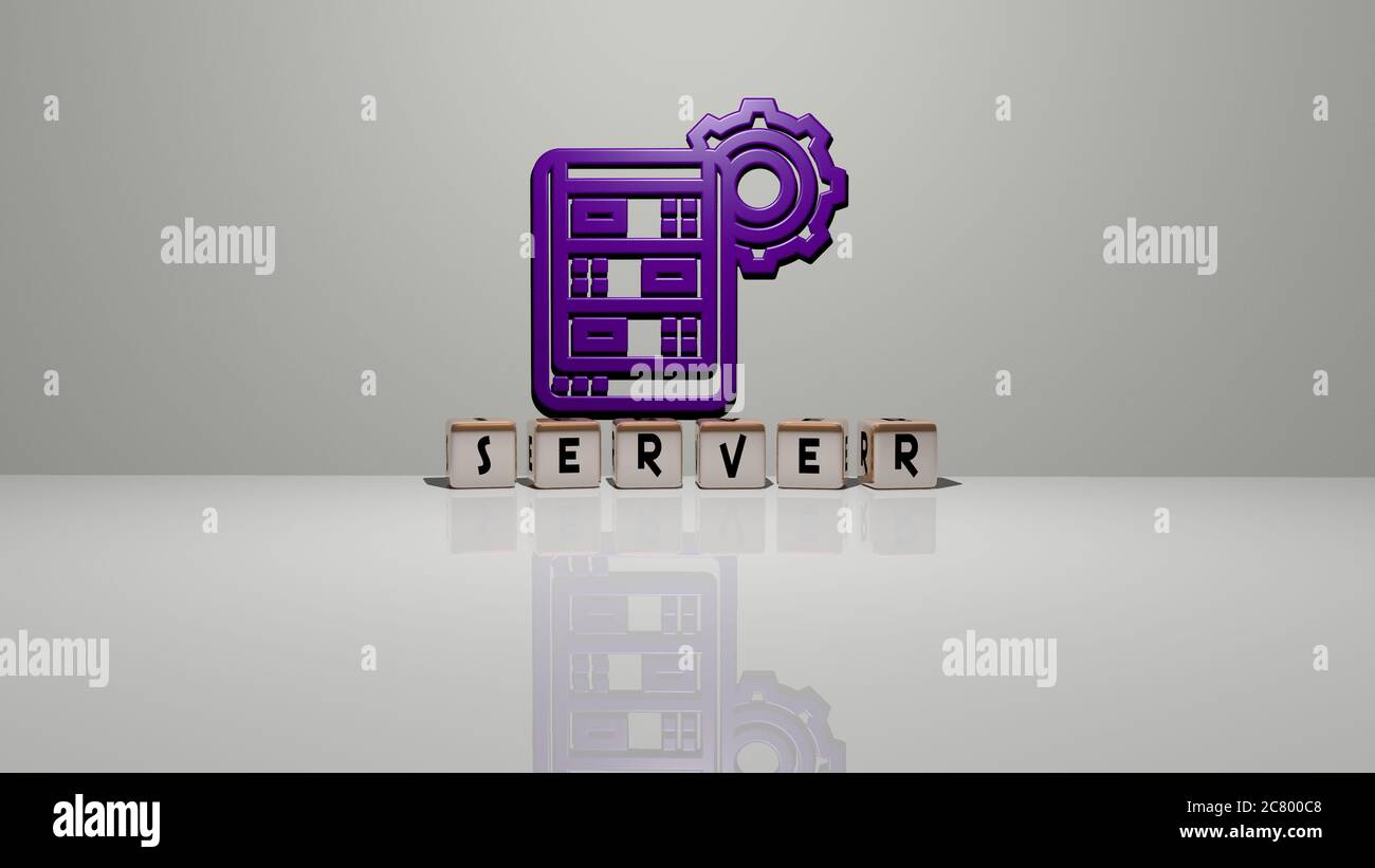3D graphical image of server vertically along with text built by ...