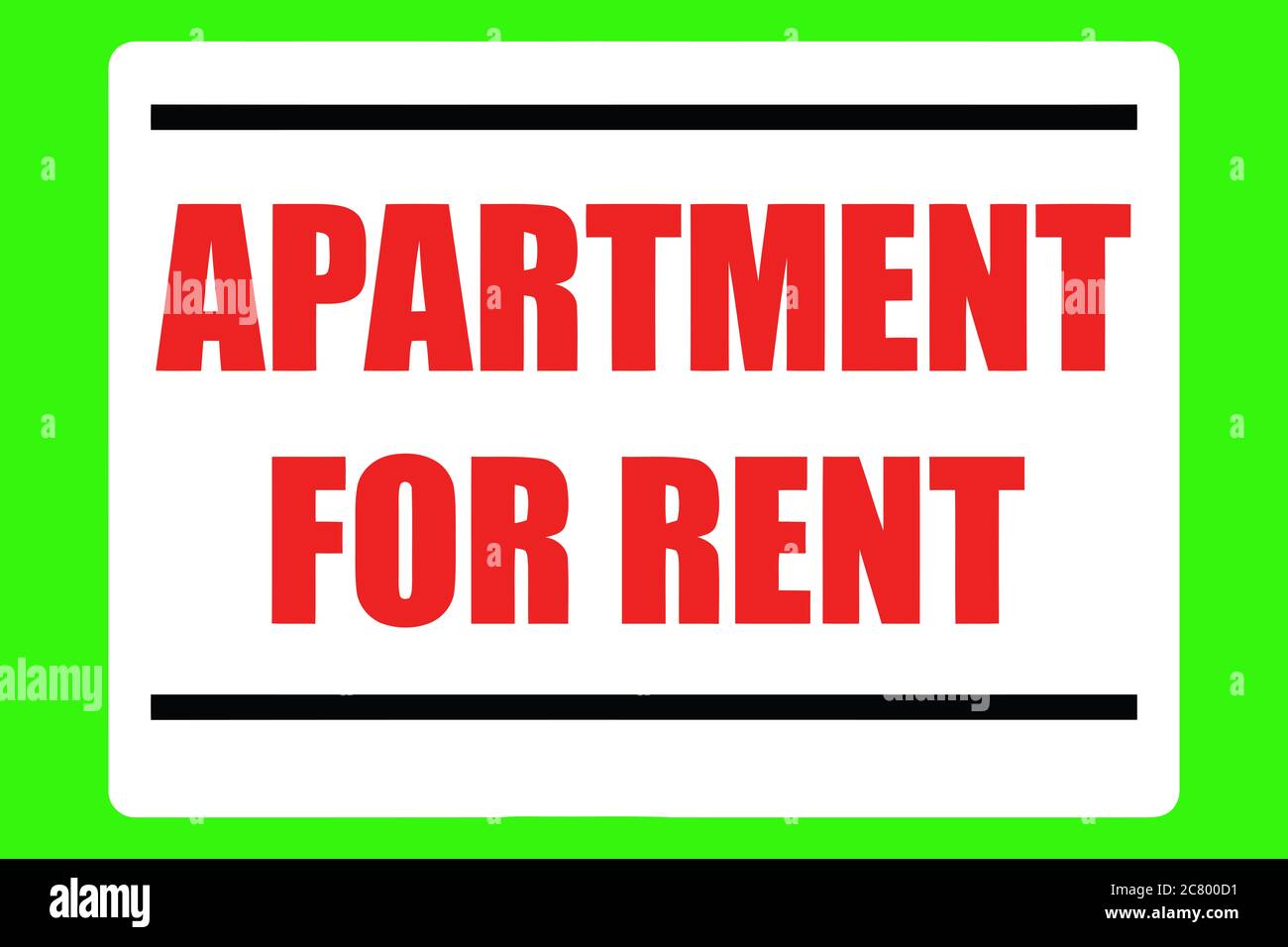 apartment for rent sign green background illustration text Stock Photo ...
