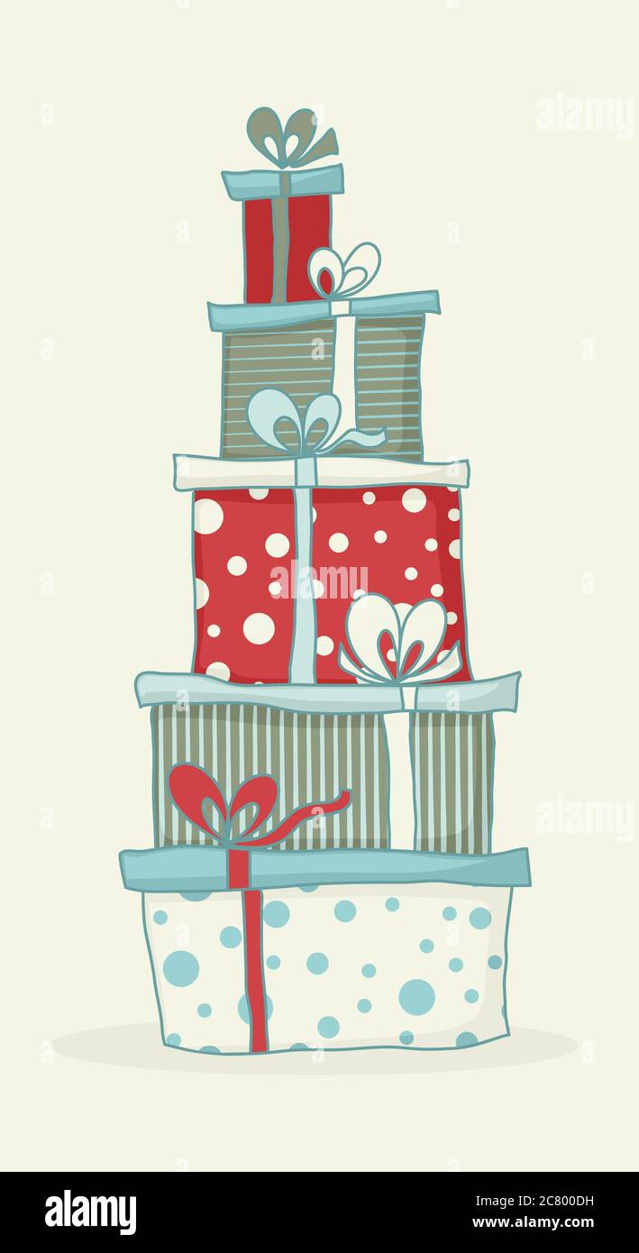 Colorful cartoon gift boxes for Christmas or birthday card Stock Photo ...