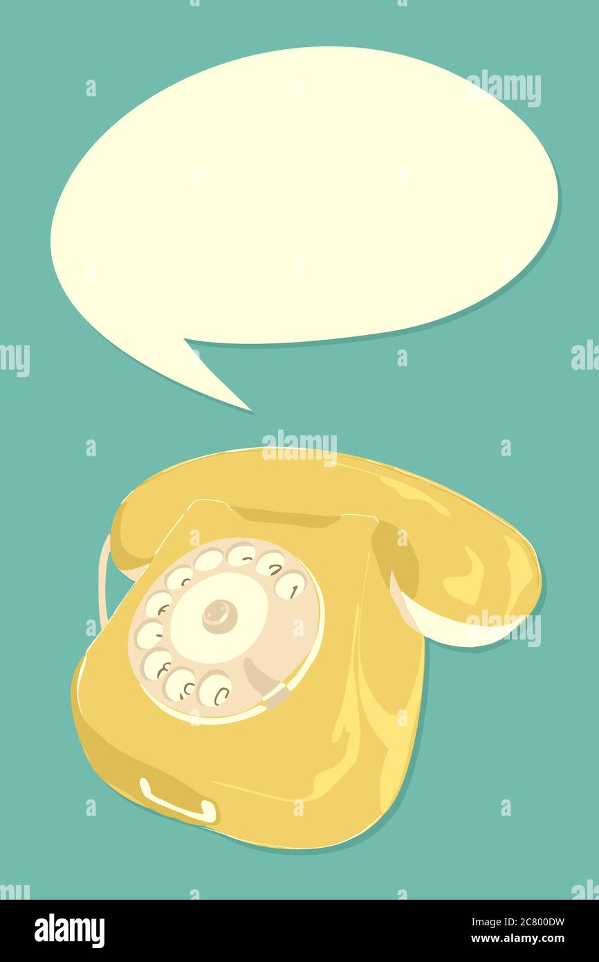 Retro telephone with text balloon Stock Photo - Alamy