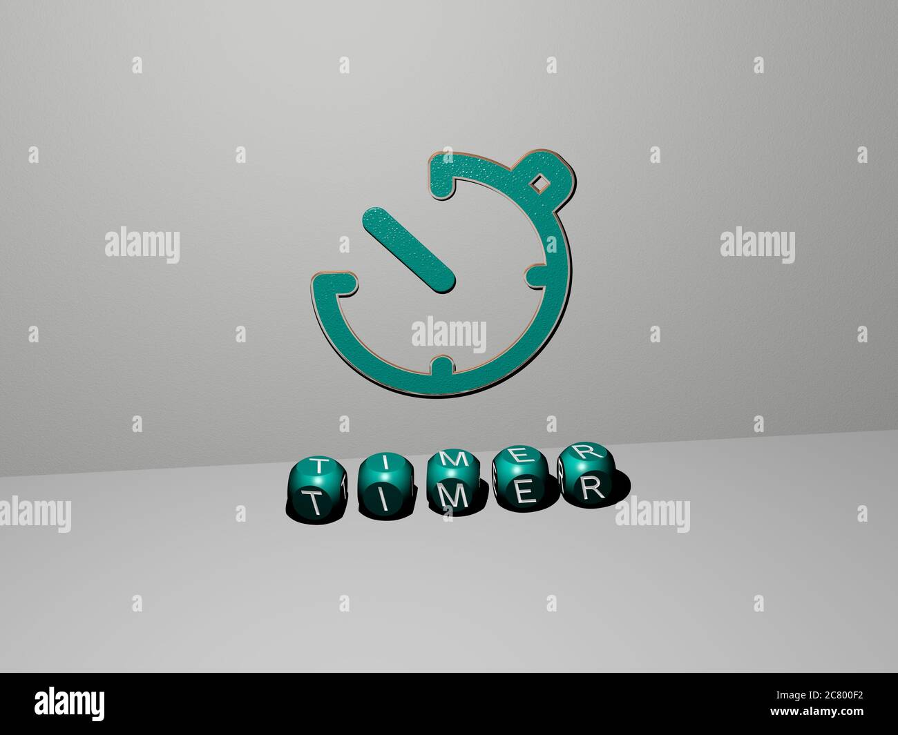 3D representation of TIMER with icon on the wall and text arranged by ...