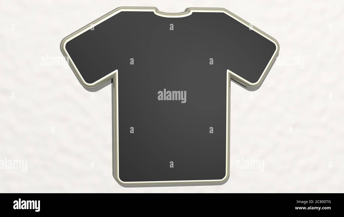 T-SHIRT SIGN from a perspective on the wall. A thick sculpture made of ...