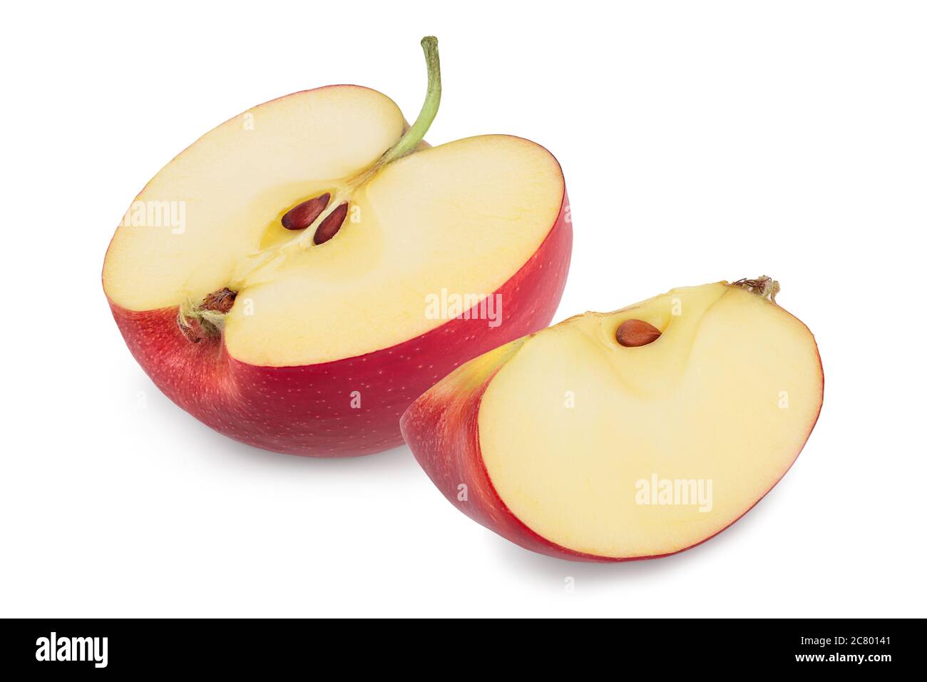 Red apple half isolated on white background with clipping path and full ...