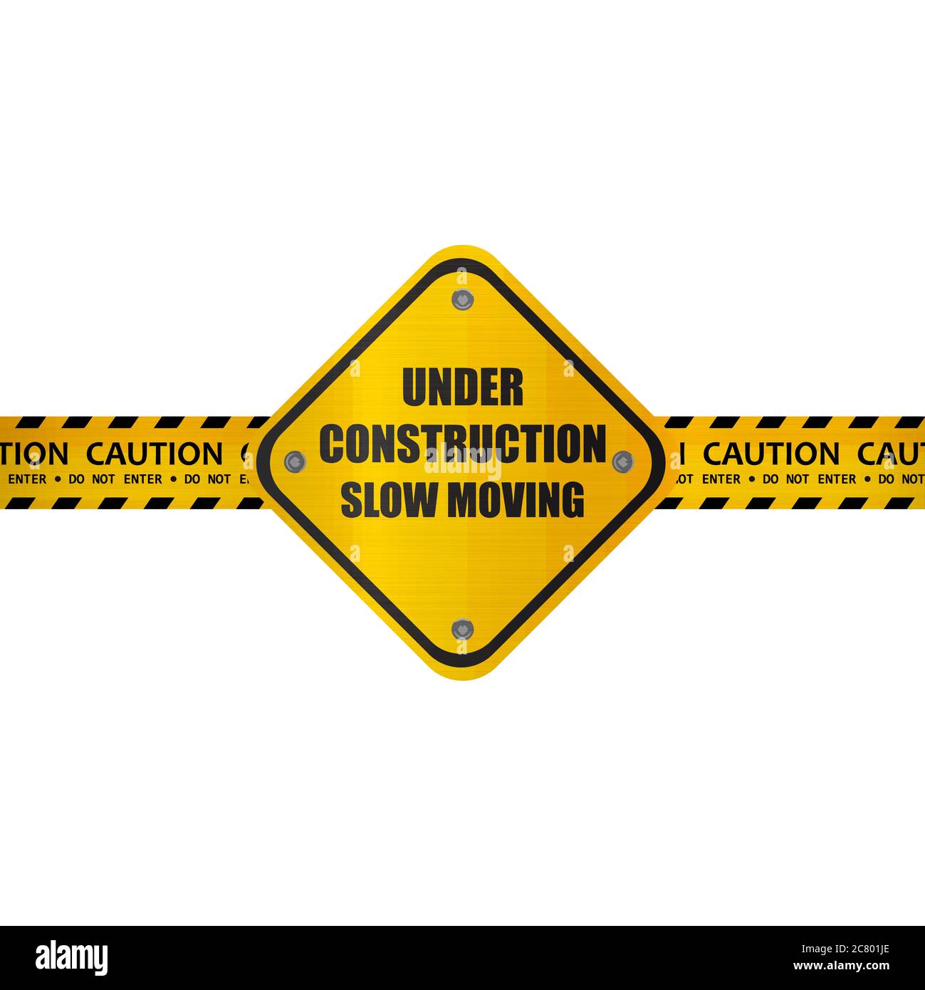 under construction slow moving sign illustration metallic Stock Photo ...
