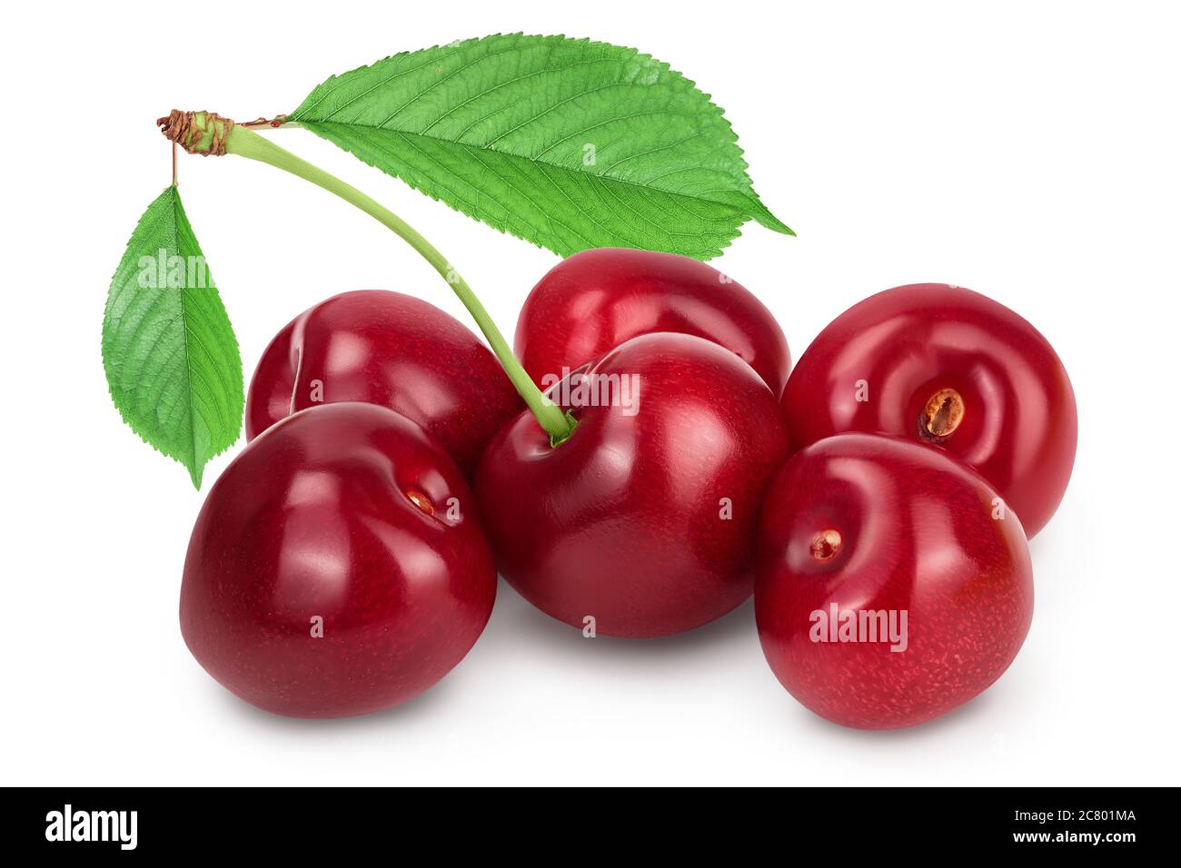 red sweet cherry isolated on white background with clipping path and ...