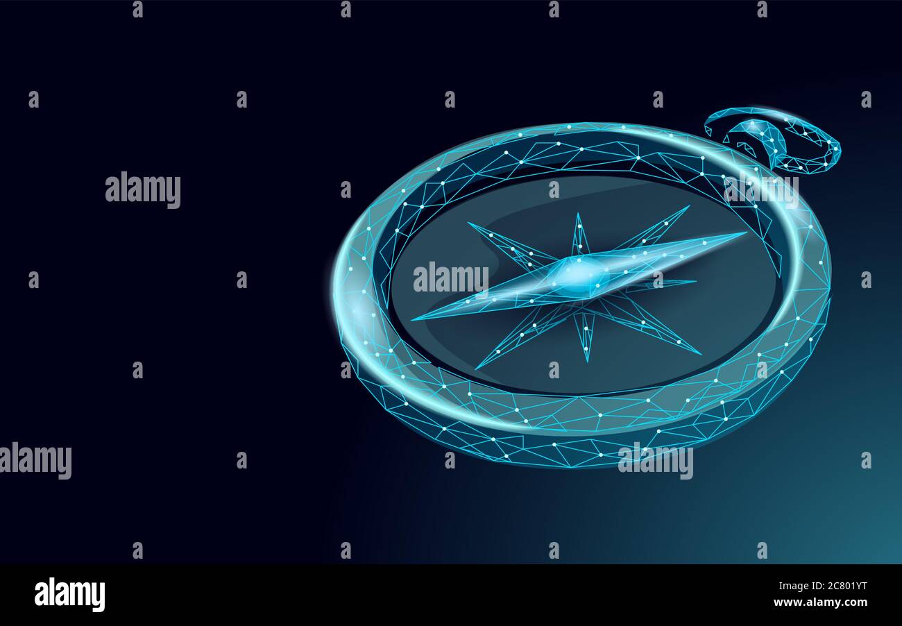 3D low poly compass. Business strategy problem solution concept ...