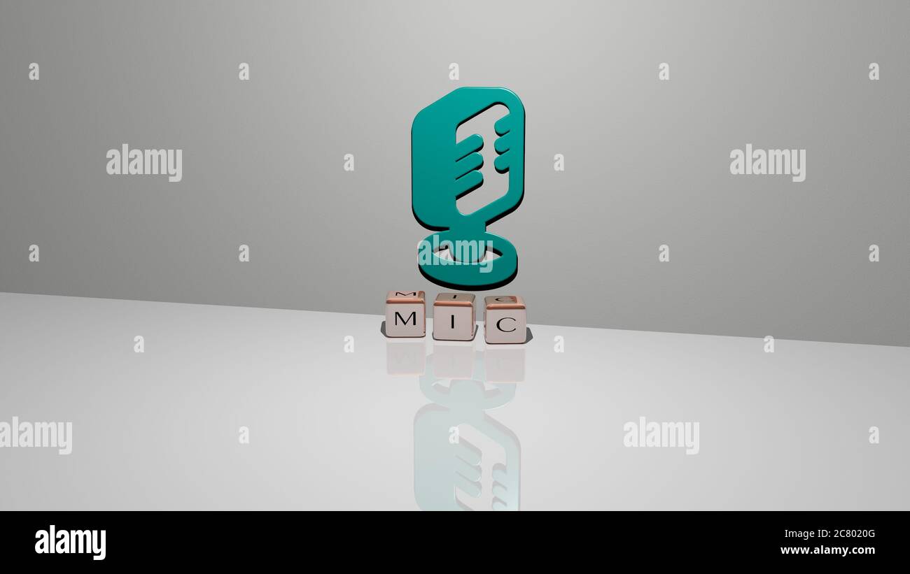 3D illustration of MIC graphics and text made by metallic dice letters ...