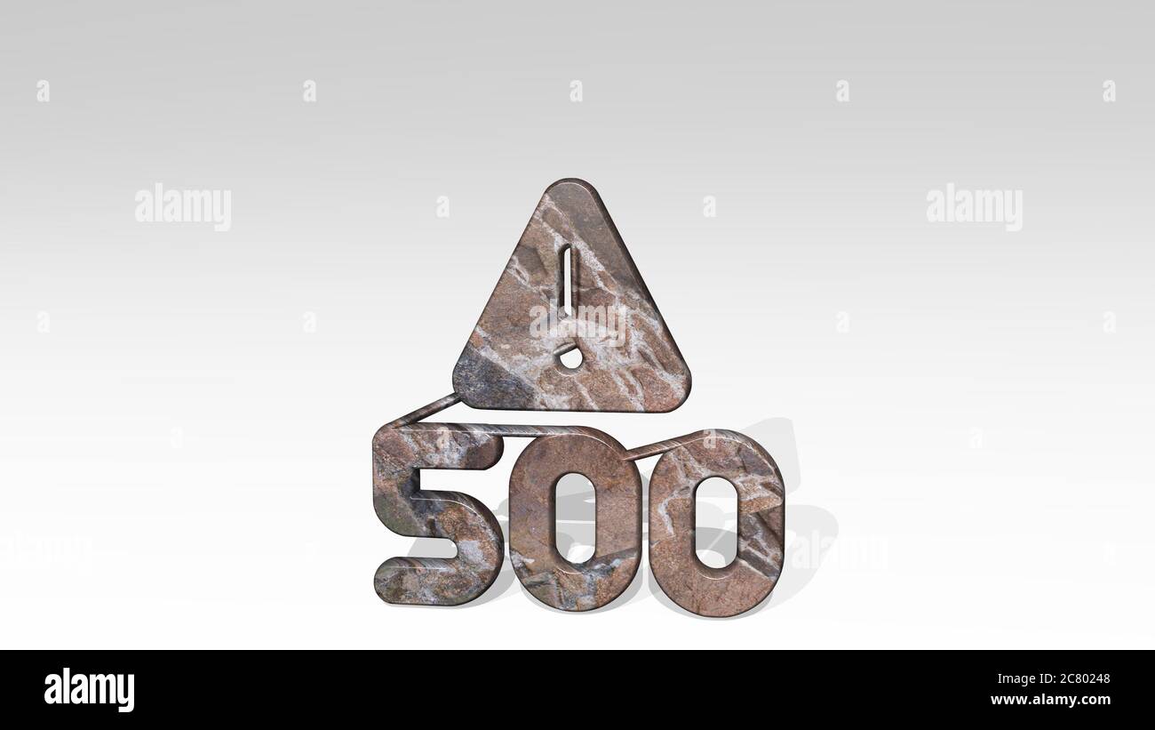 SERVER WARNING made by 3D illustration of a shiny metallic sculpture ...