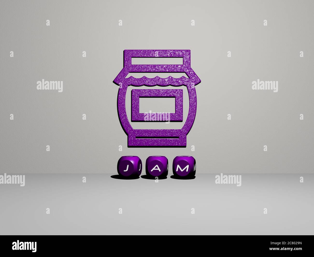3D representation of jam with icon on the wall and text arranged by ...
