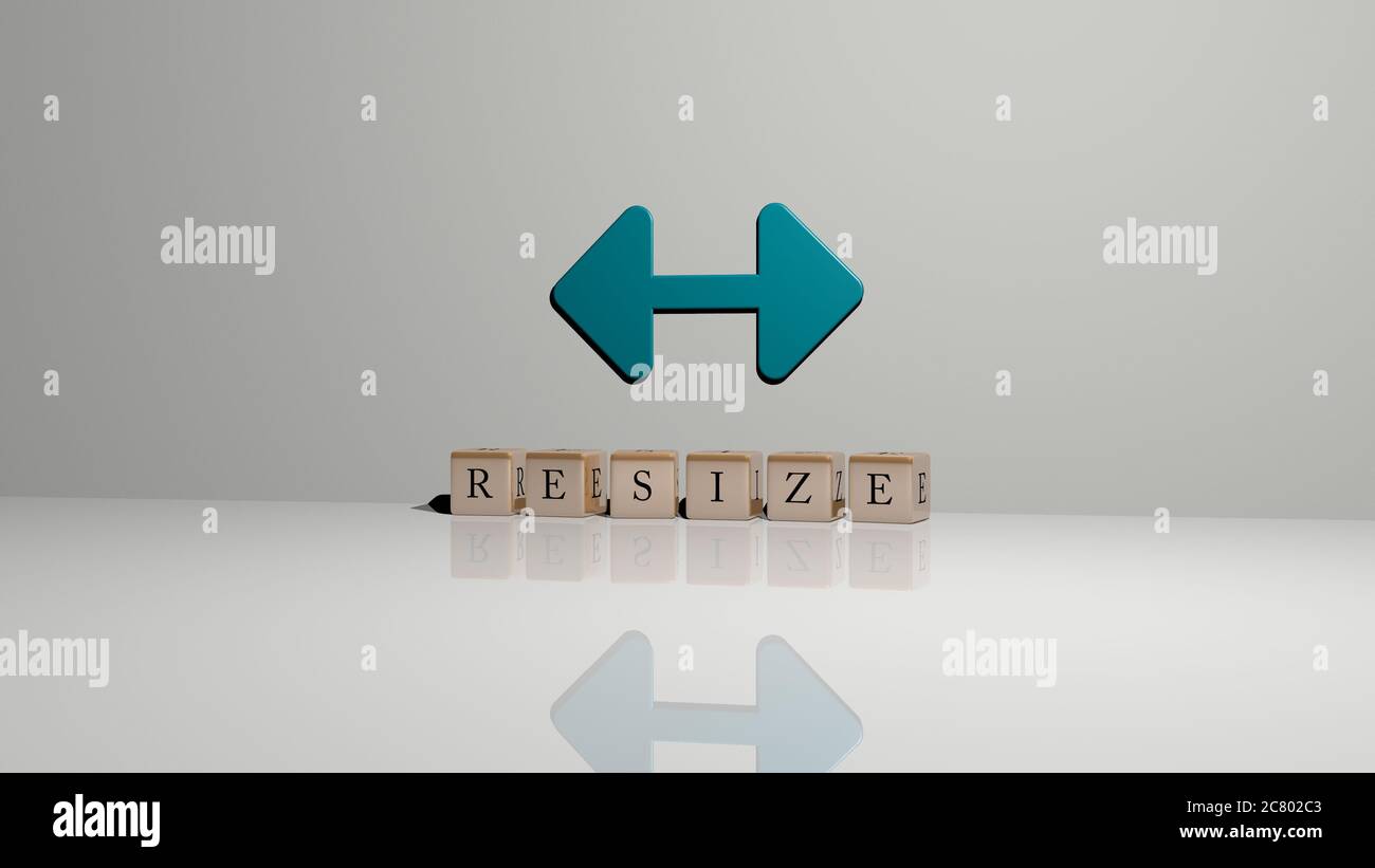 3D graphical image of resize vertically along with text built by ...