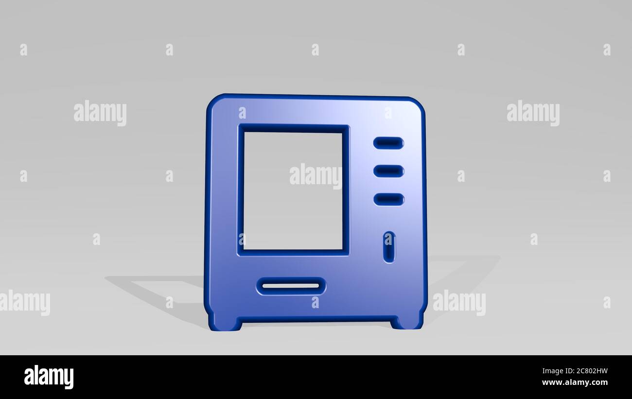 vending machine made by 3D illustration of a shiny metallic sculpture ...