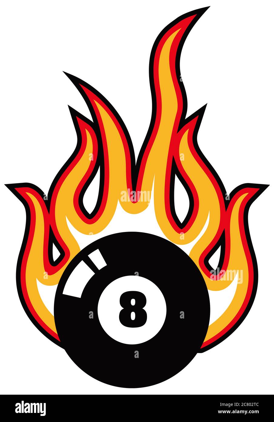 8 ball fire flames pool black sport illustration Stock Photo - Alamy