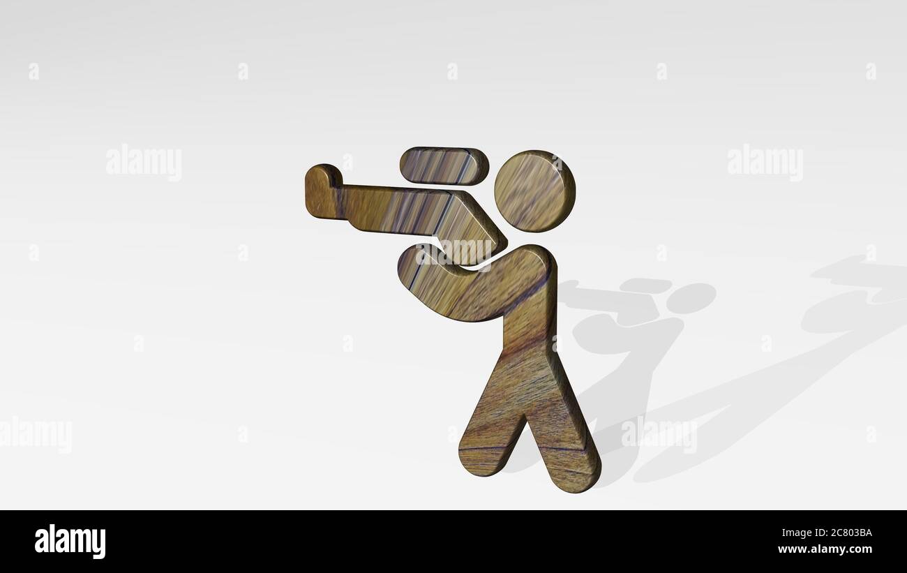 shooting rifle person aim casting shadow with two lights. 3D ...