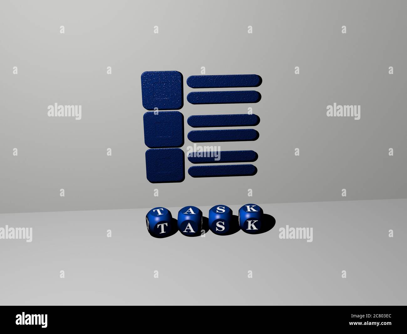 3D graphical image of TASK vertically along with text built by metallic ...