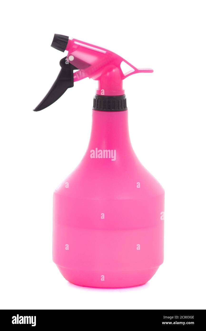 pink plastic spray bottle isolated on white background Stock Photo - Alamy
