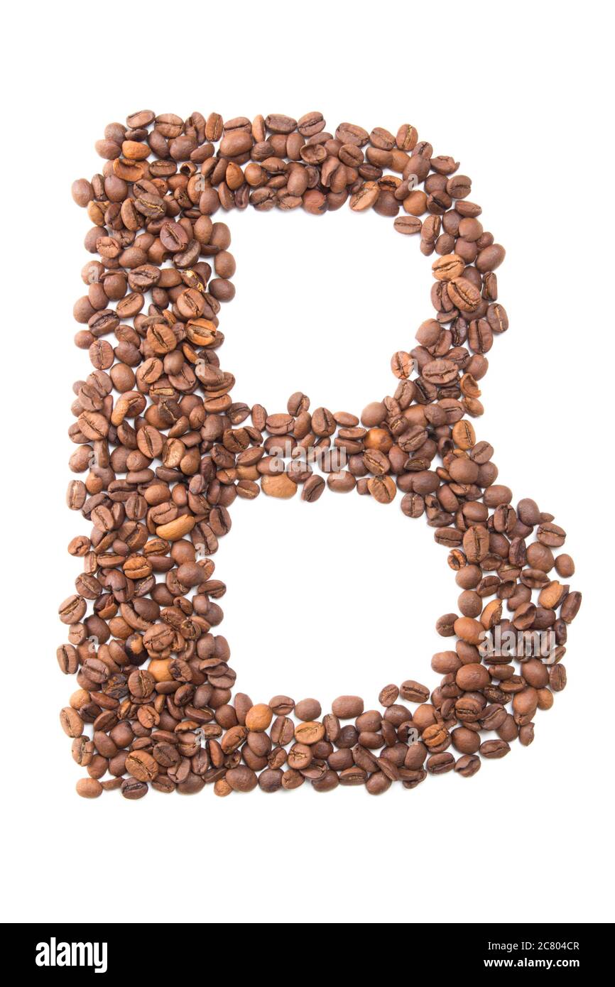 Letter B, alphabet from coffee beans isolated on white background Stock ...