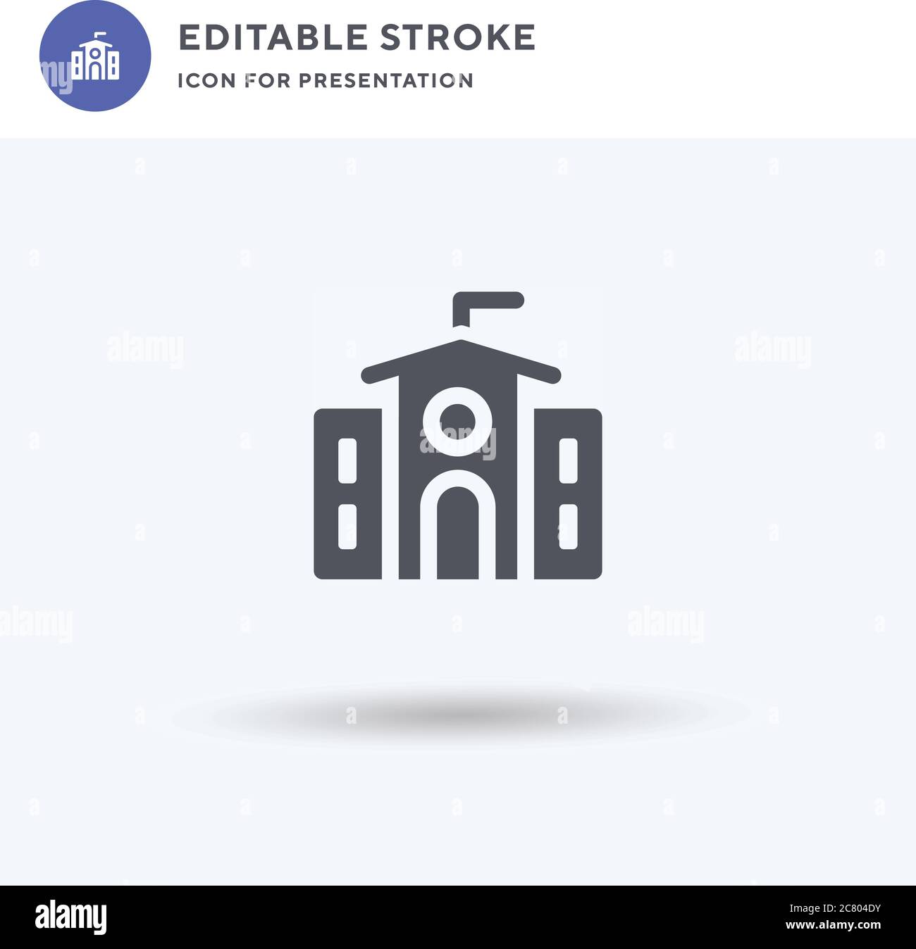 School icon vector, filled flat sign, solid pictogram isolated on white ...