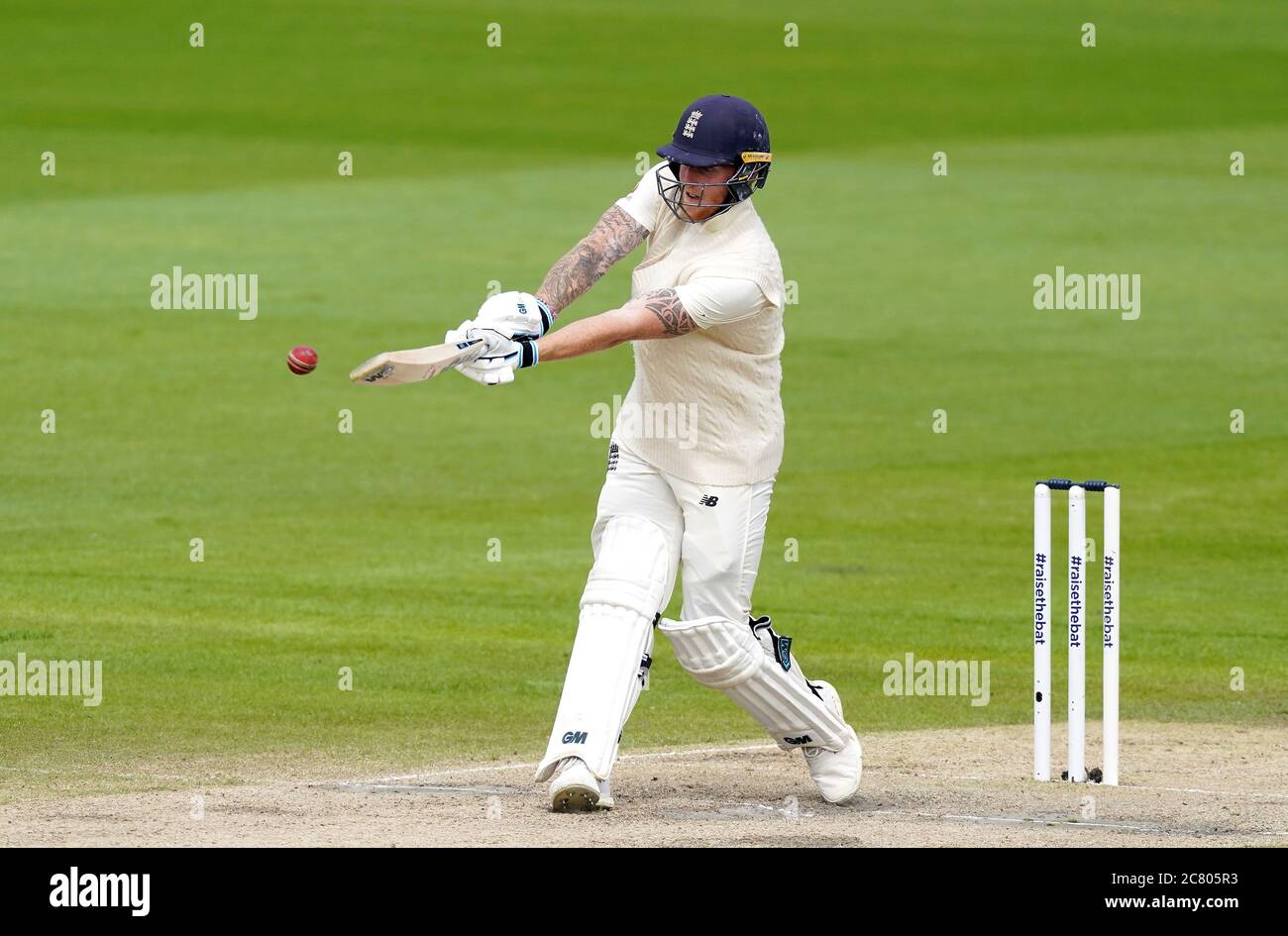 England’s Ben Stokes batting during day five of the Second Test at ...