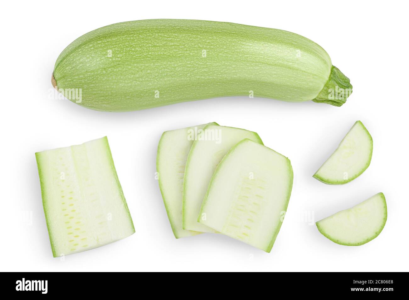 zucchini or marrow isolated on white background with clipping path and ...