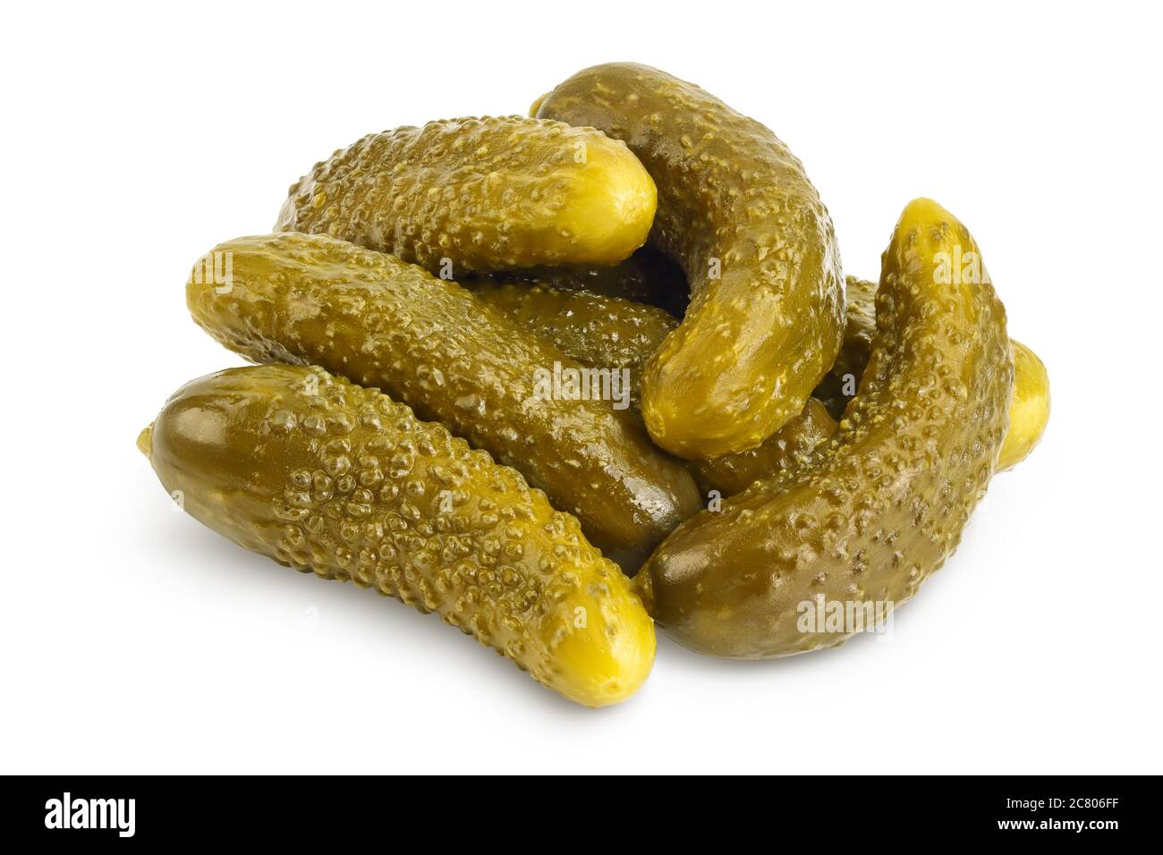 Marinated pickled cucumber isolated on white background with clipping ...