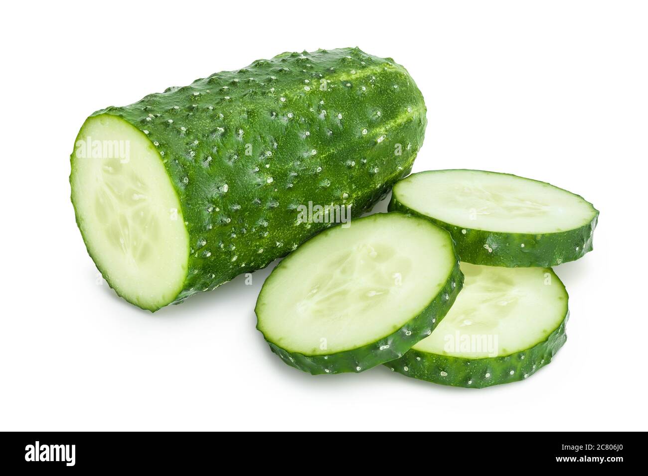 Sliced cucumber isolated on white background with clipping path and full depth of field Stock ...