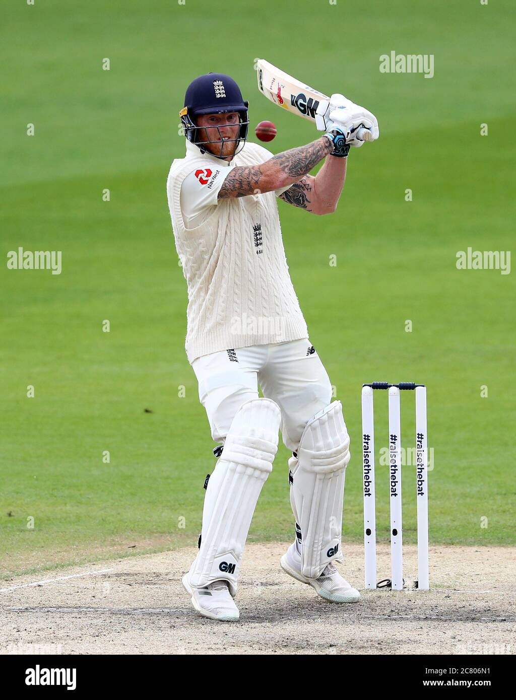England’s Ben Stokes batting during day five of the Second Test at ...