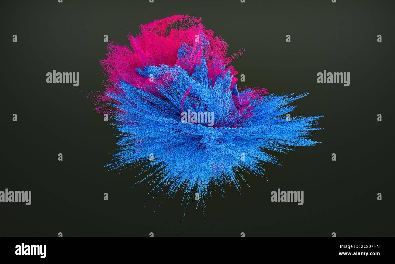 3D rendering of color powder explosion on black background Stock Photo ...