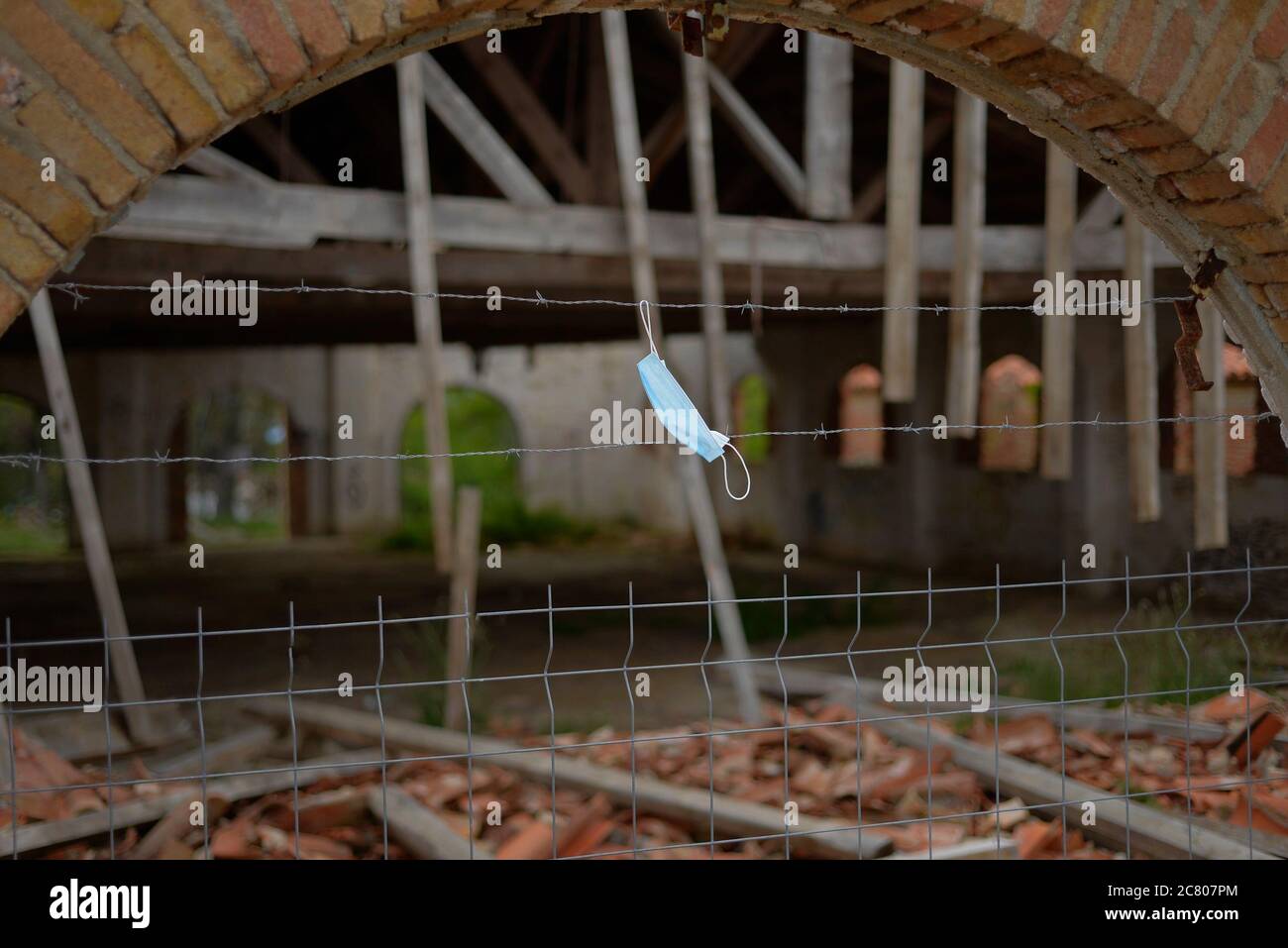 Selective focus shot of refuge camp fence Stock Photo - Alamy