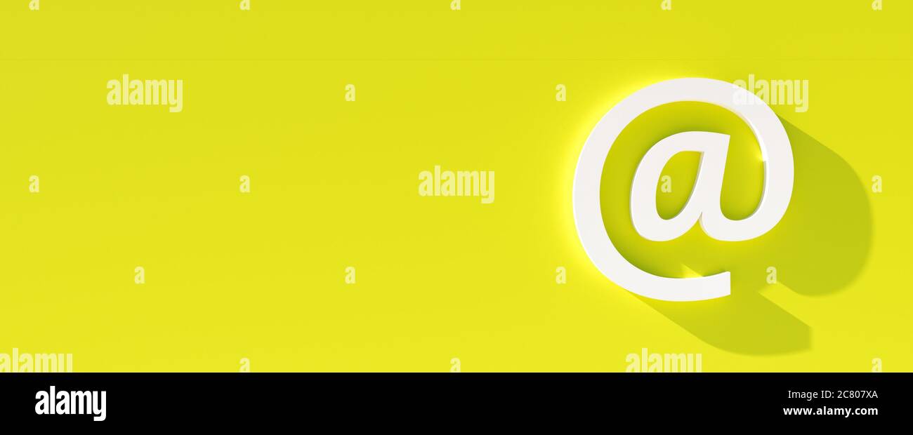 Illustration of white email icon on a bright yellow background Stock ...