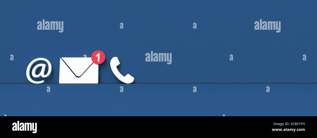 Phone, email and post icons on a blue background - contact and ...
