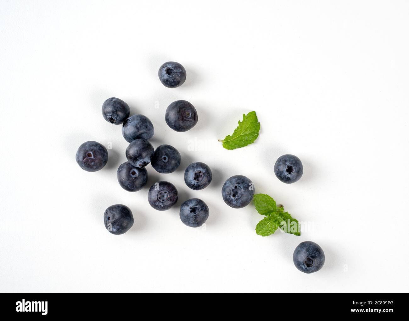 Blueberry fruit top view isolated on a white background, flat lay ...