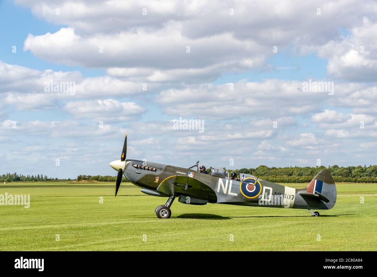 The Grace Spitfire ML407 after landing at Sywell Aerodrome ...