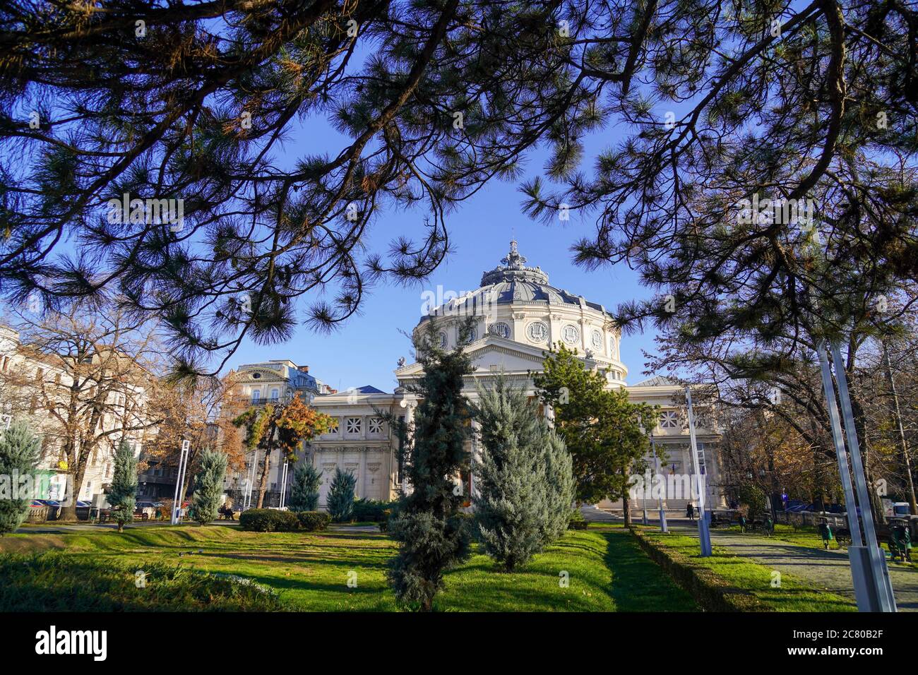 Exterior of the Romanian Atheneum, a concert hall in Bucharest, Romania ...