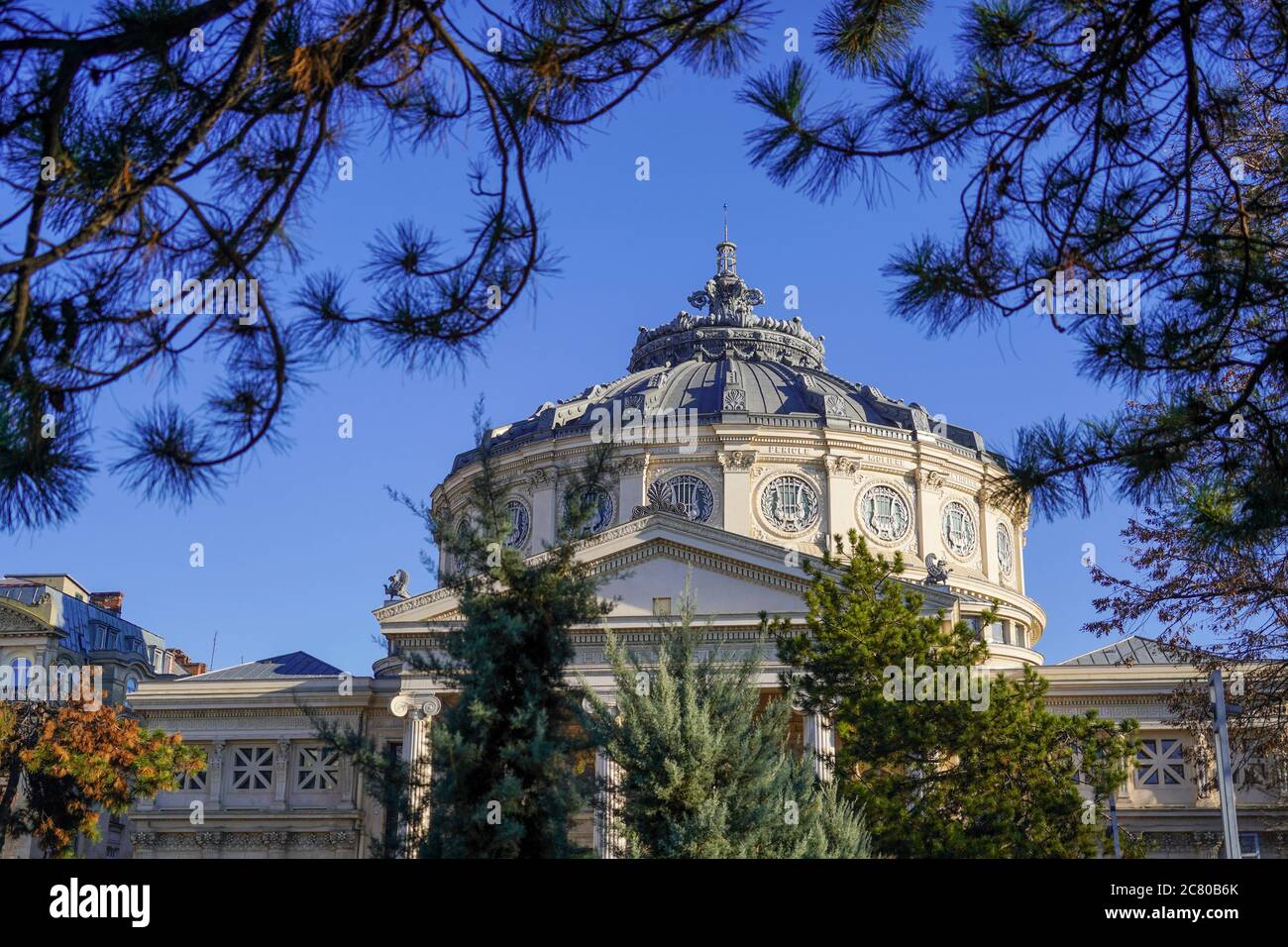 Exterior of the Romanian Atheneum, a concert hall in Bucharest, Romania ...