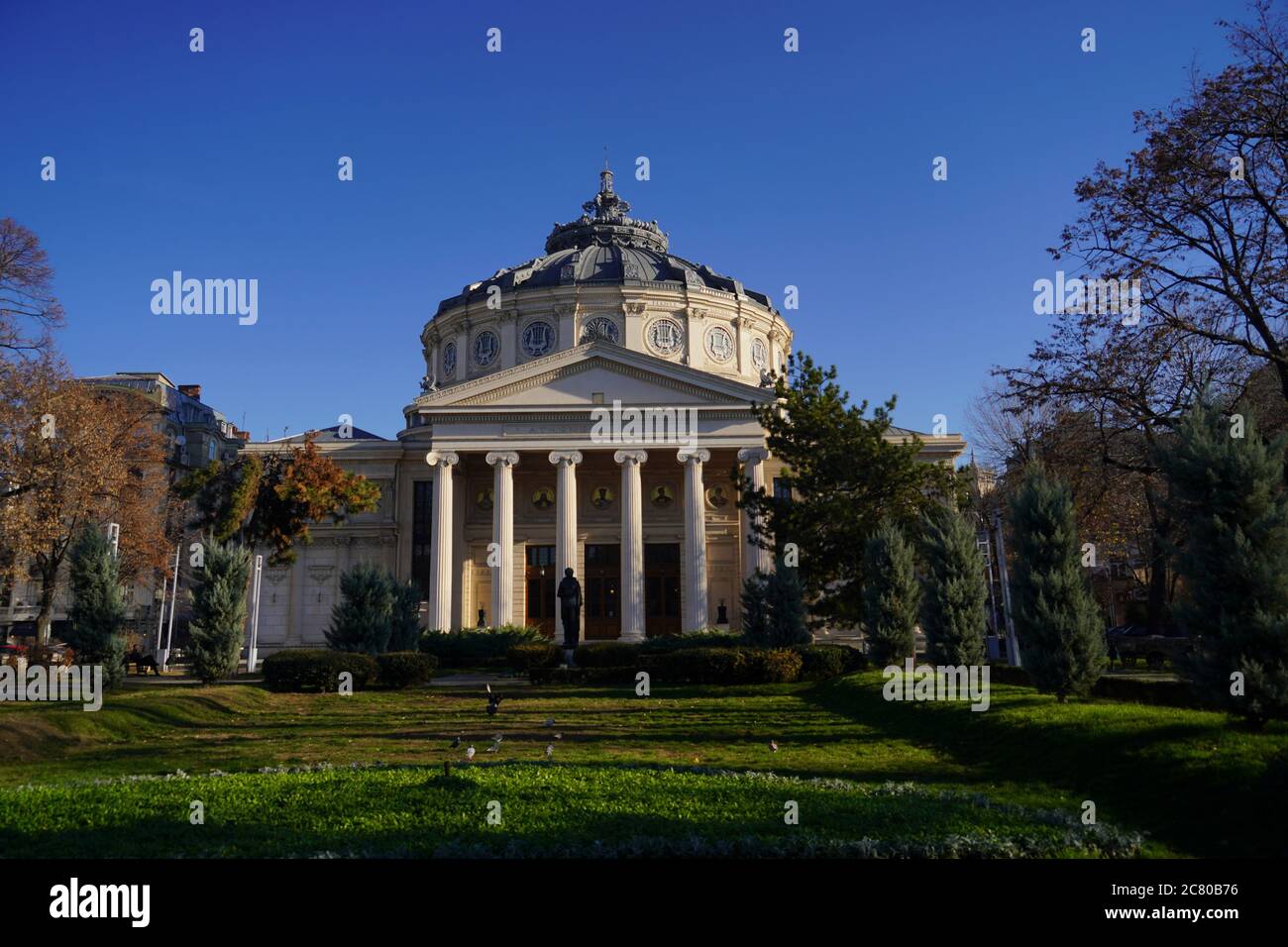 Exterior of the Romanian Atheneum, a concert hall in Bucharest, Romania ...