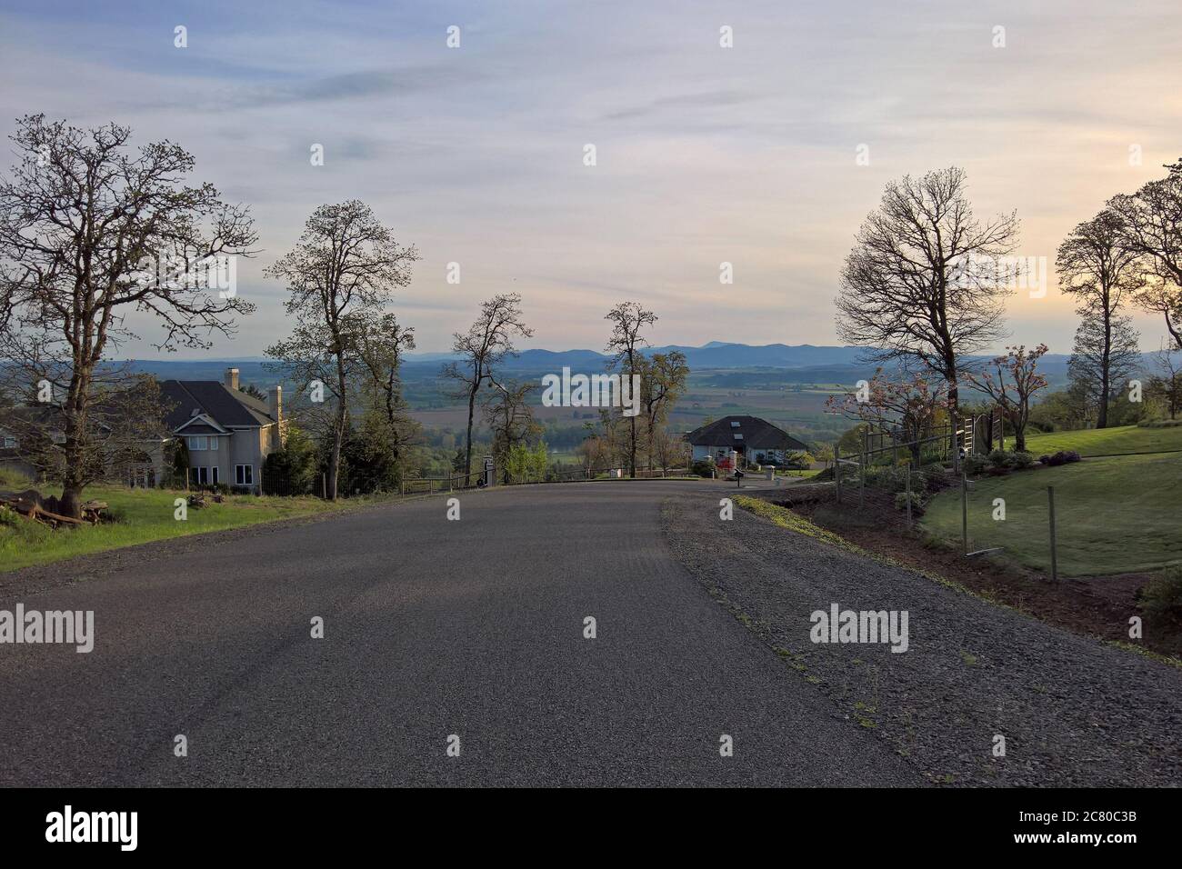 Beautiful scenery of a road surrounded by trees in Willamette Valley ...