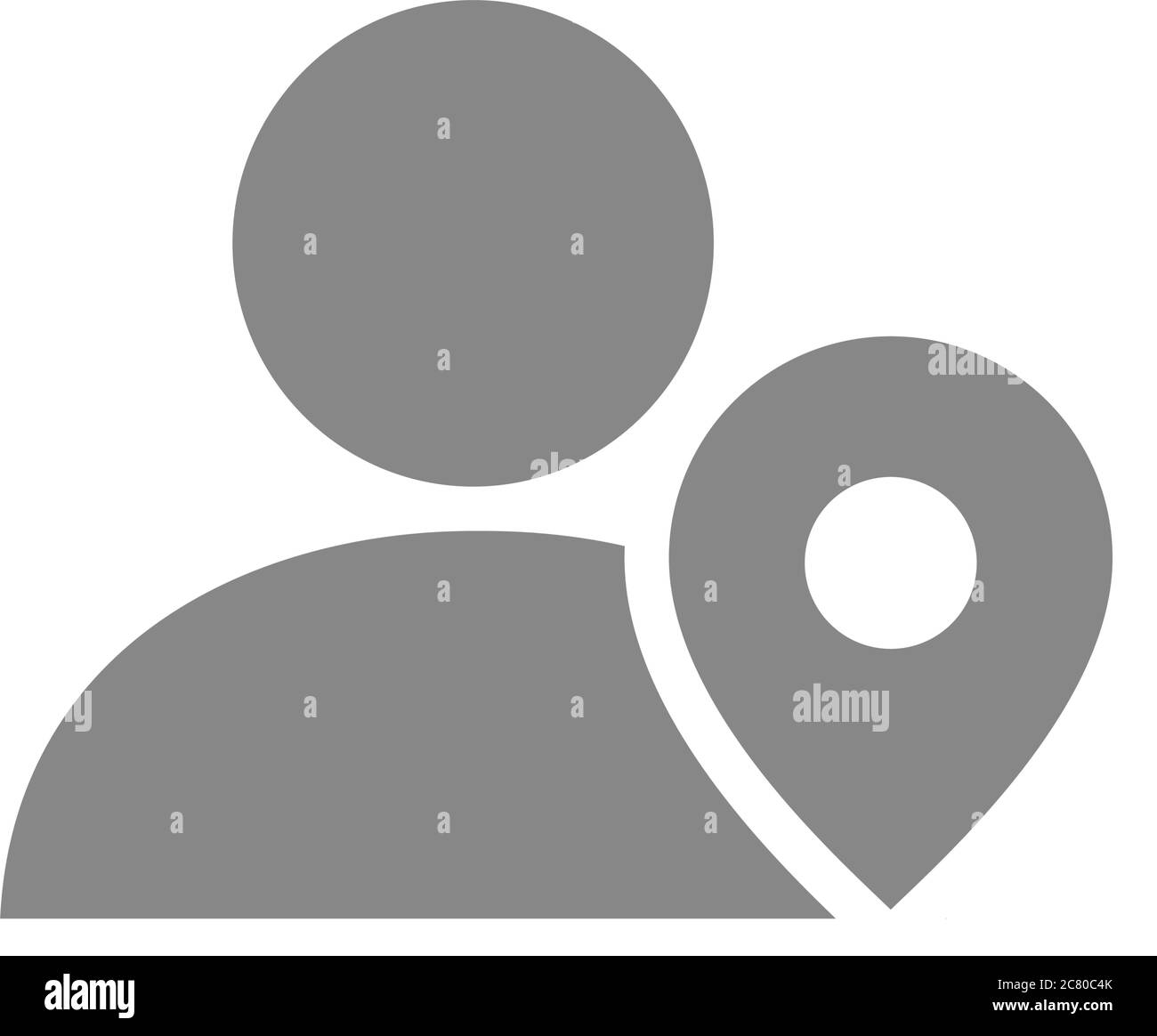 User profile with location mark grey icon. Public place navigation ...