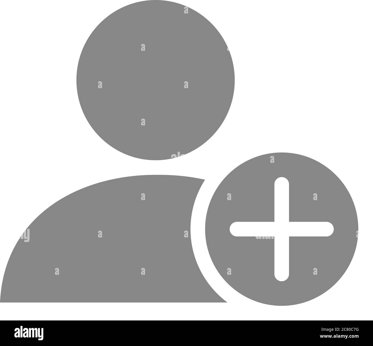 User profile with plus grey icon. Add new friend, customer, follow ...