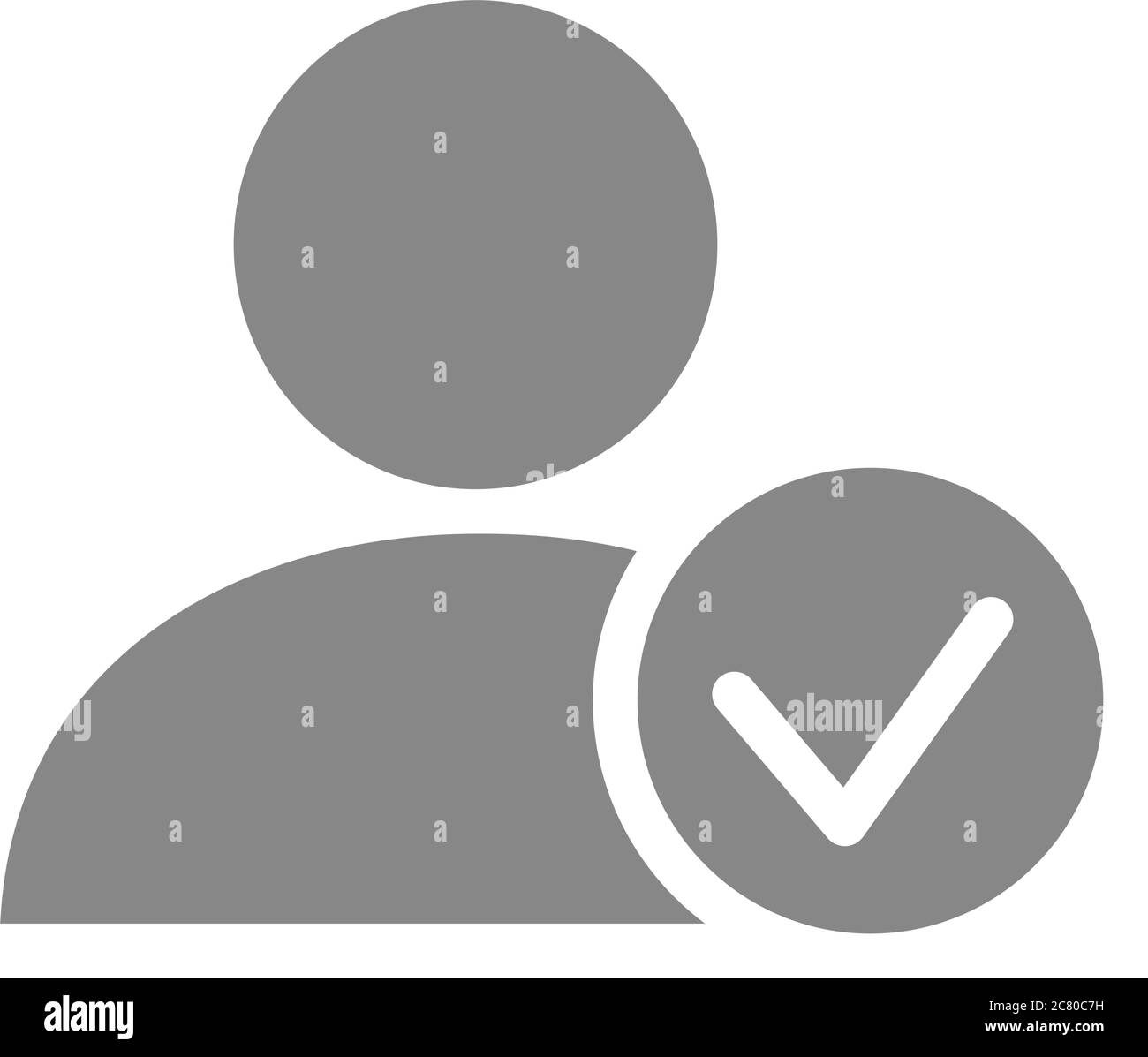 User profile with tick checkmark grey icon. System verification ... User profile with tick checkmark grey icon. System verification ...