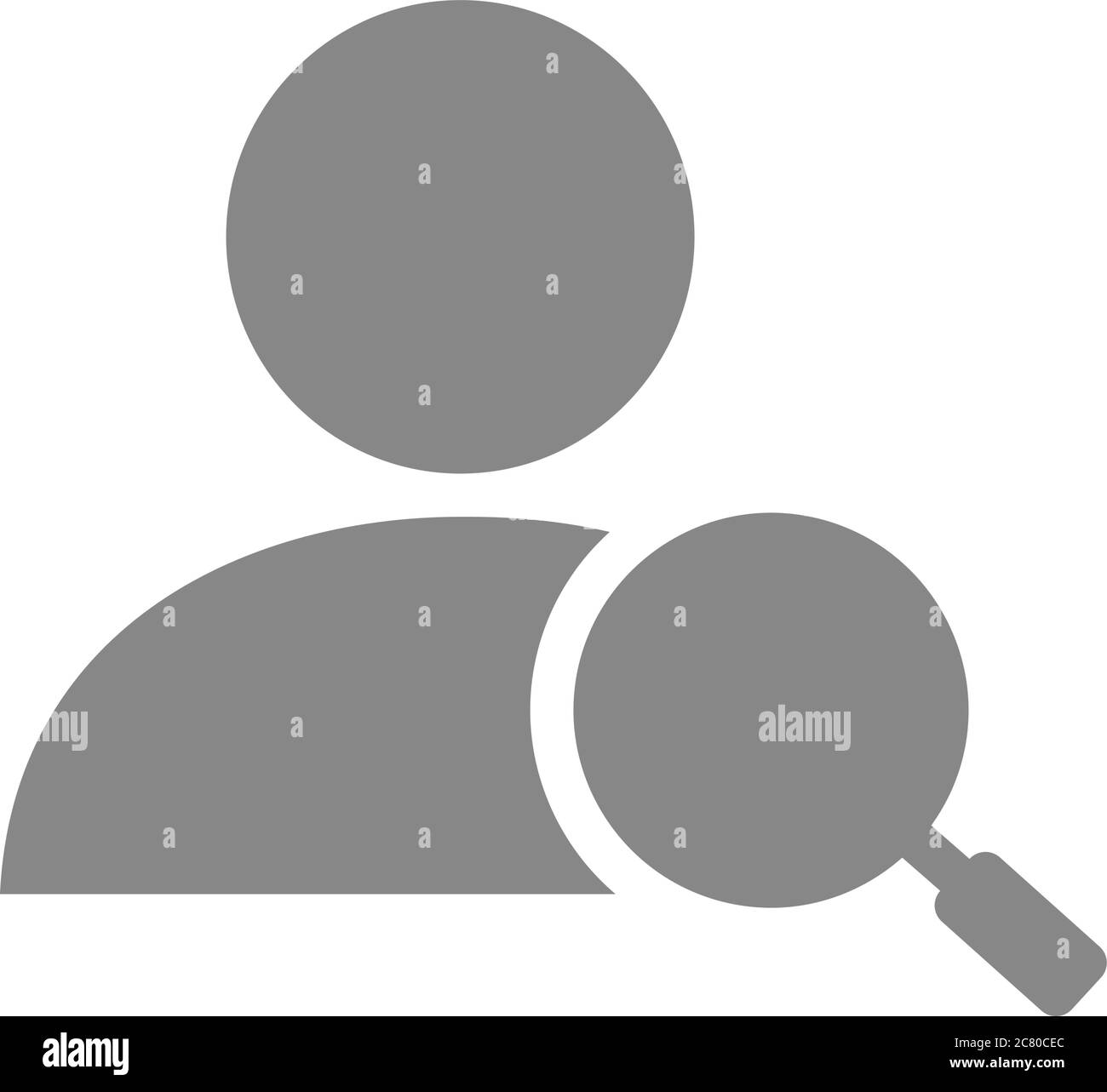 User profile with magnifying glass grey icon. Searching people ...