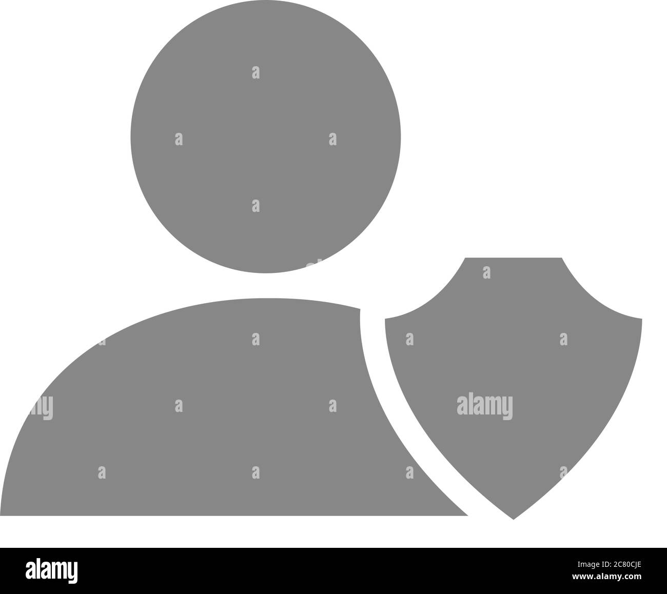 User profile with shield grey icon. Online account protection symbol ...