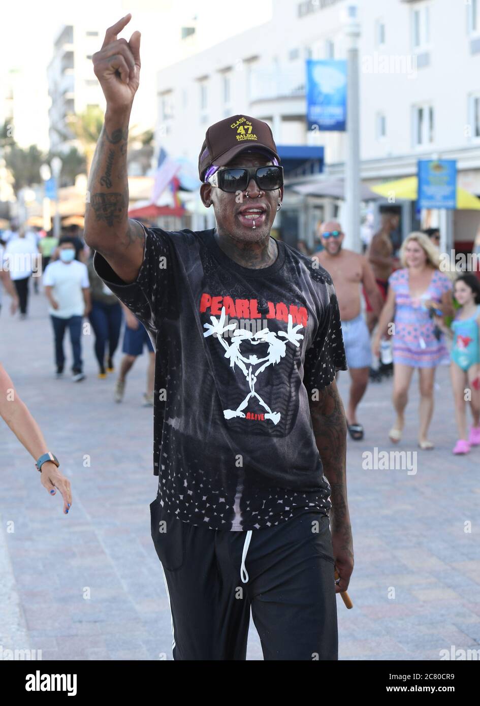 Hollywood Beach, FL, USA. 19th July, 2020. Dennis Rodman is seen out ...