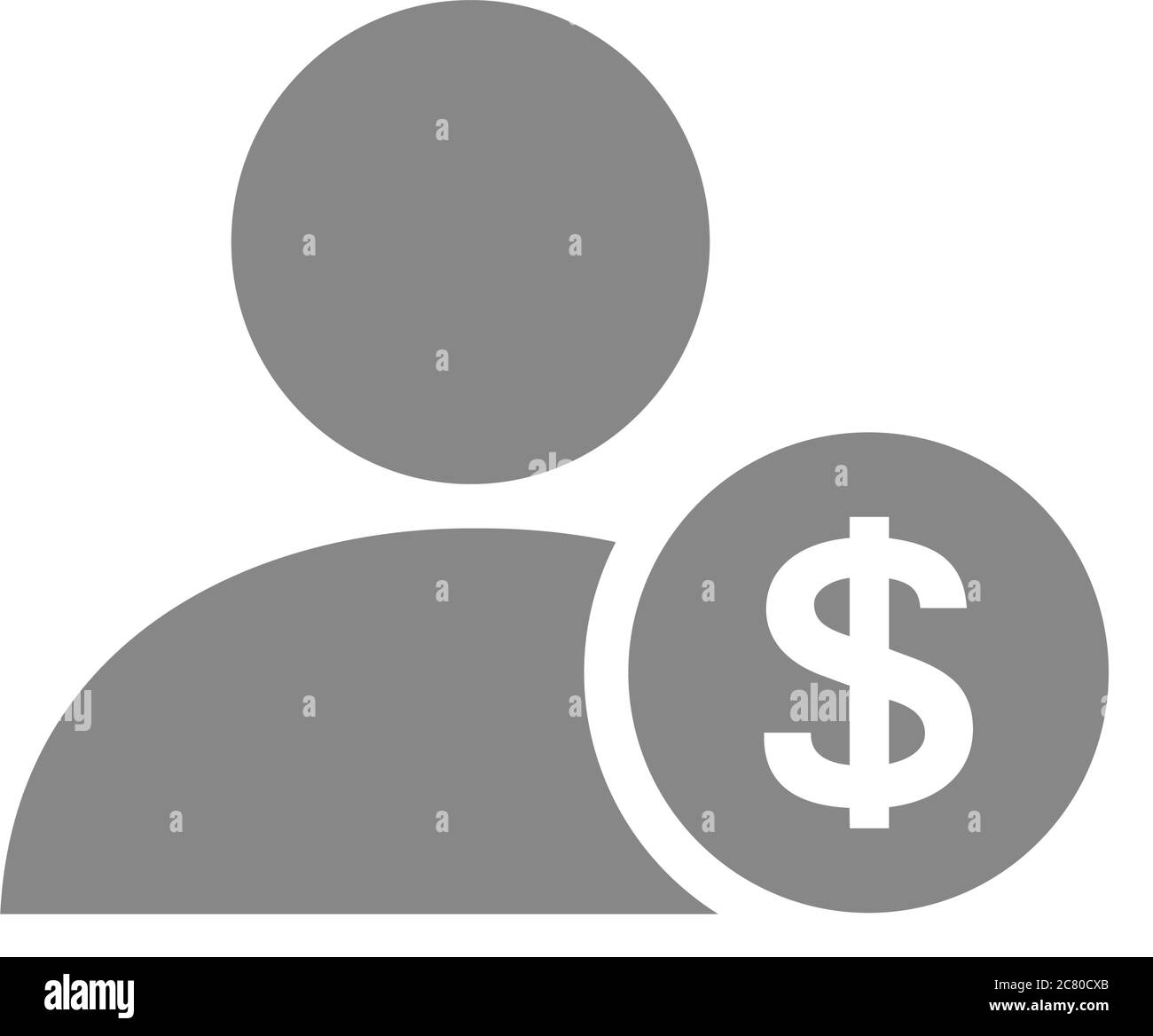 User profile with coin grey icon. Online wallet, payment method symbol ...