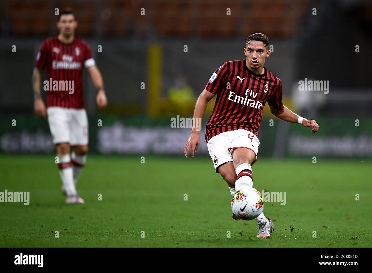 Milan, Italy - 18 July, 2020: Ismael Bennacer of AC Milan kicks the ...