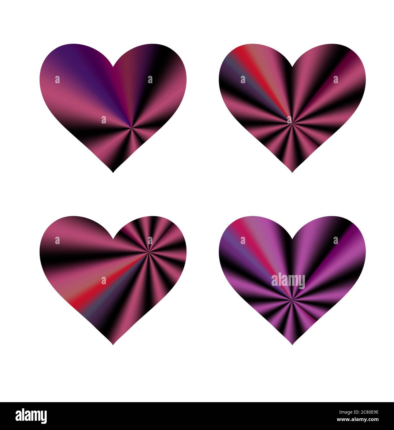 Red Heart holograms sticker set. Vector element, sign, icon, symbol for ...