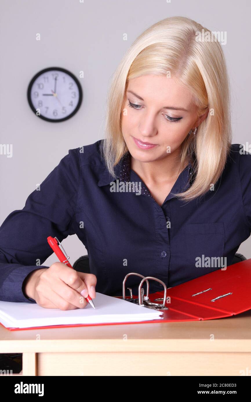 young teacher with pen Stock Photo - Alamy