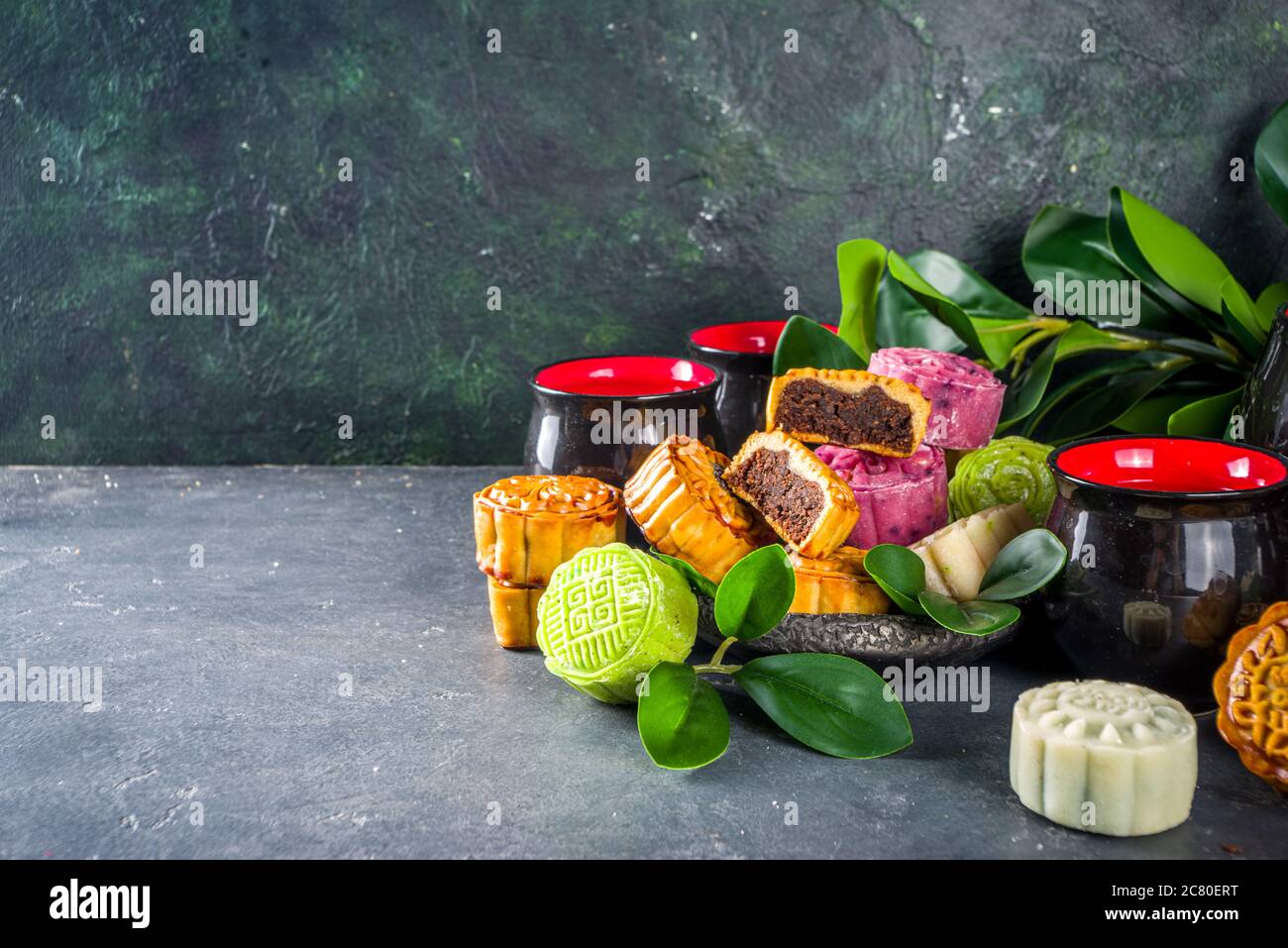 Traditional Chinese sweet dessert. Homemade Chinese snow skin and baked ...