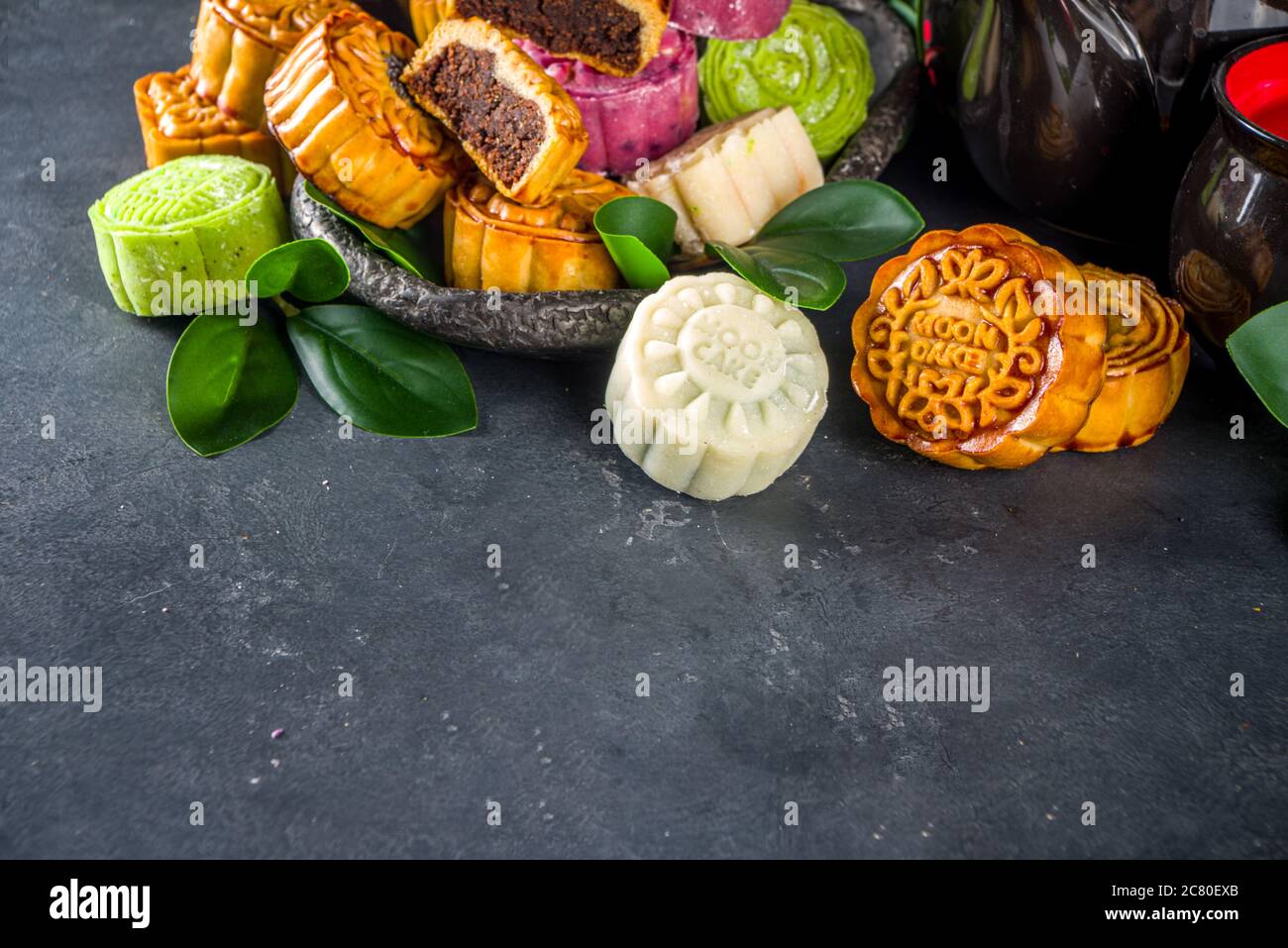 Traditional Chinese sweet dessert. Homemade Chinese snow skin and baked ...