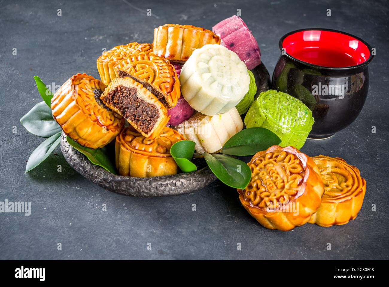 Traditional Chinese sweet dessert. Homemade Chinese snow skin and baked ...